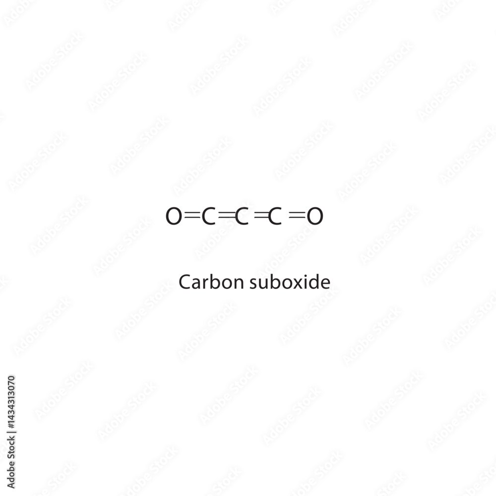 Carbon suboxide skeletal structure. Cumulene compound schematic ...