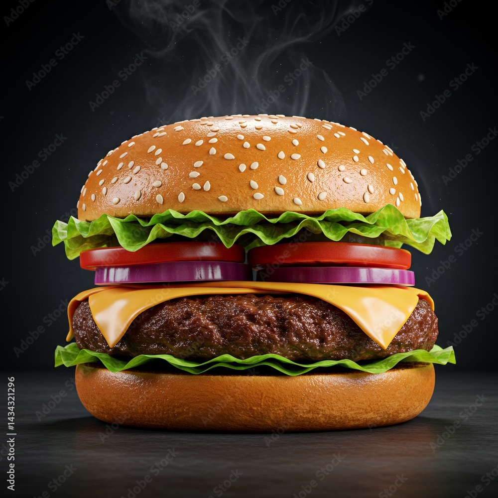 A collection of high-resolution, studio-lit burger images featuring ...