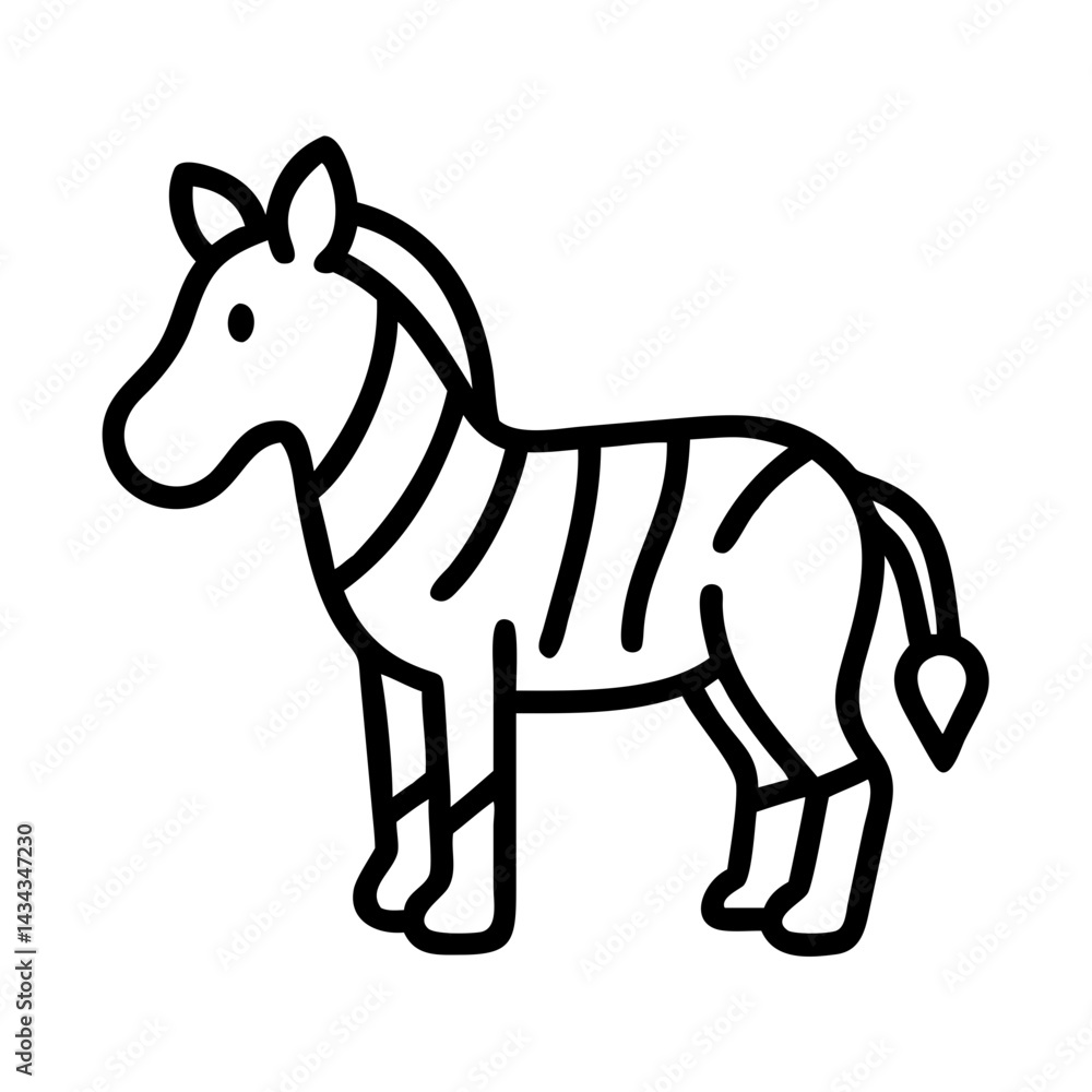 Zebra outline drawing vector illustration for kids coloring book page ...
