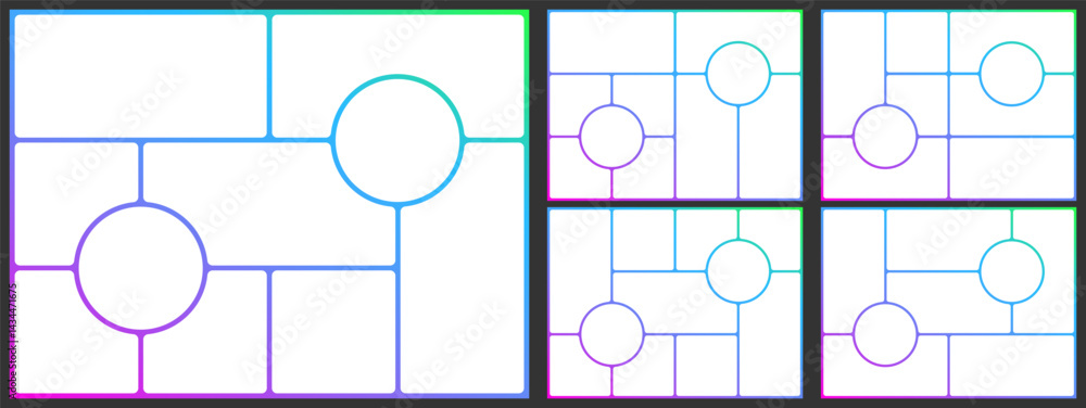 Grid template photo layout design. 4x3 brutalist shape bg, mosaic ...