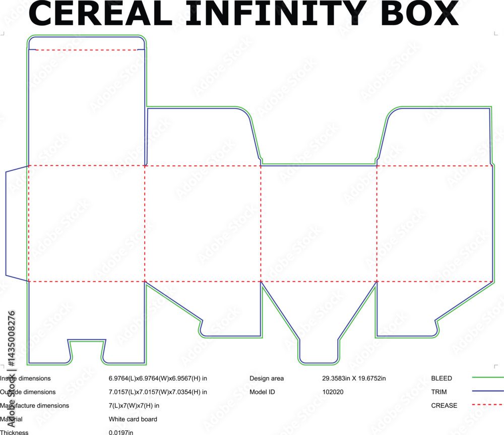 Cereal Box Packaging Die Cut Template Vector Outline Diagram Blueprint ...