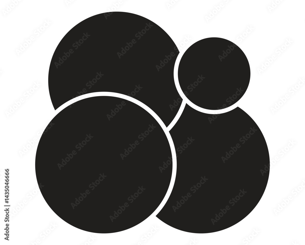 Multiple circle photo collage template vector illustration. black and ...