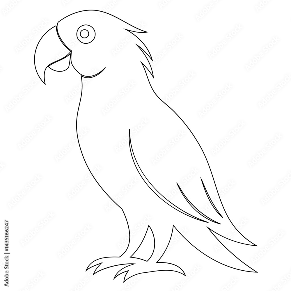 Parrot black Outline, Parrot vector line art design. Parrot logo on ...