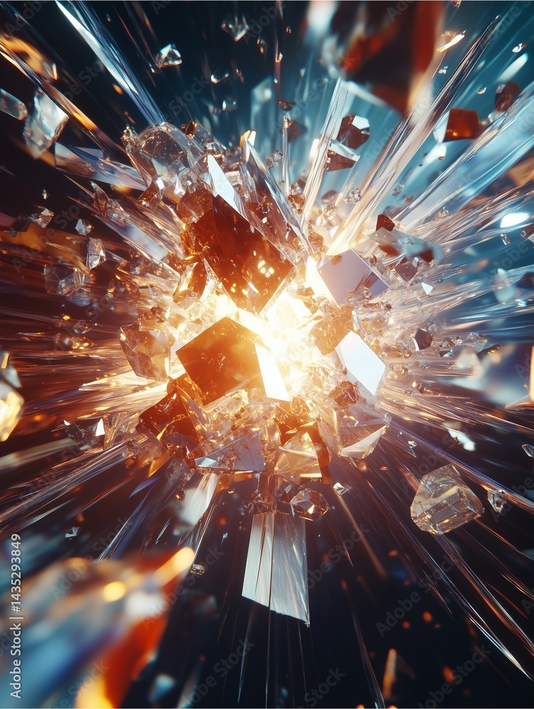 Shattering Reality: A mesmerizing abstract image depicting a brilliant ...