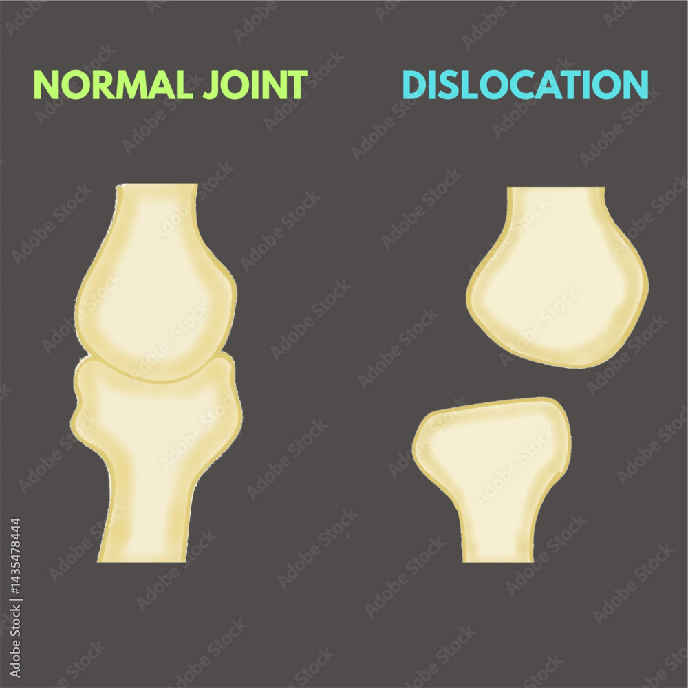 NORMAL JOINT VERSUS DISLOCATION illustration comparison diagram useful ...
