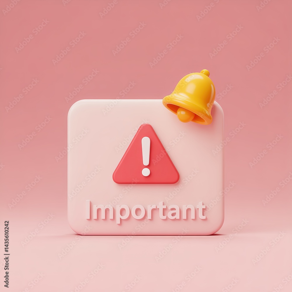 Pink Background With Rounded Square Featuring Alert Triangle, Bell and ...