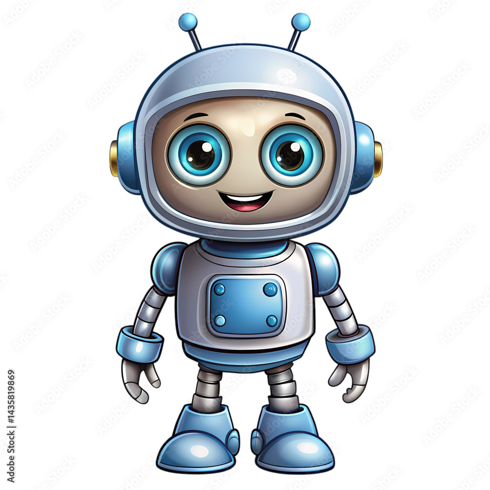 Cute Cartoon Robot Illustration Free Digital Clipart Childrens Book AI ...