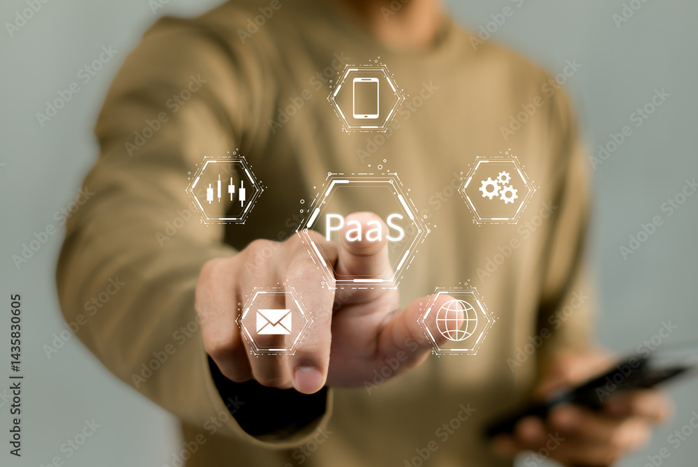 PaaS, Platform as a Service concept. Cloud computing service on ...