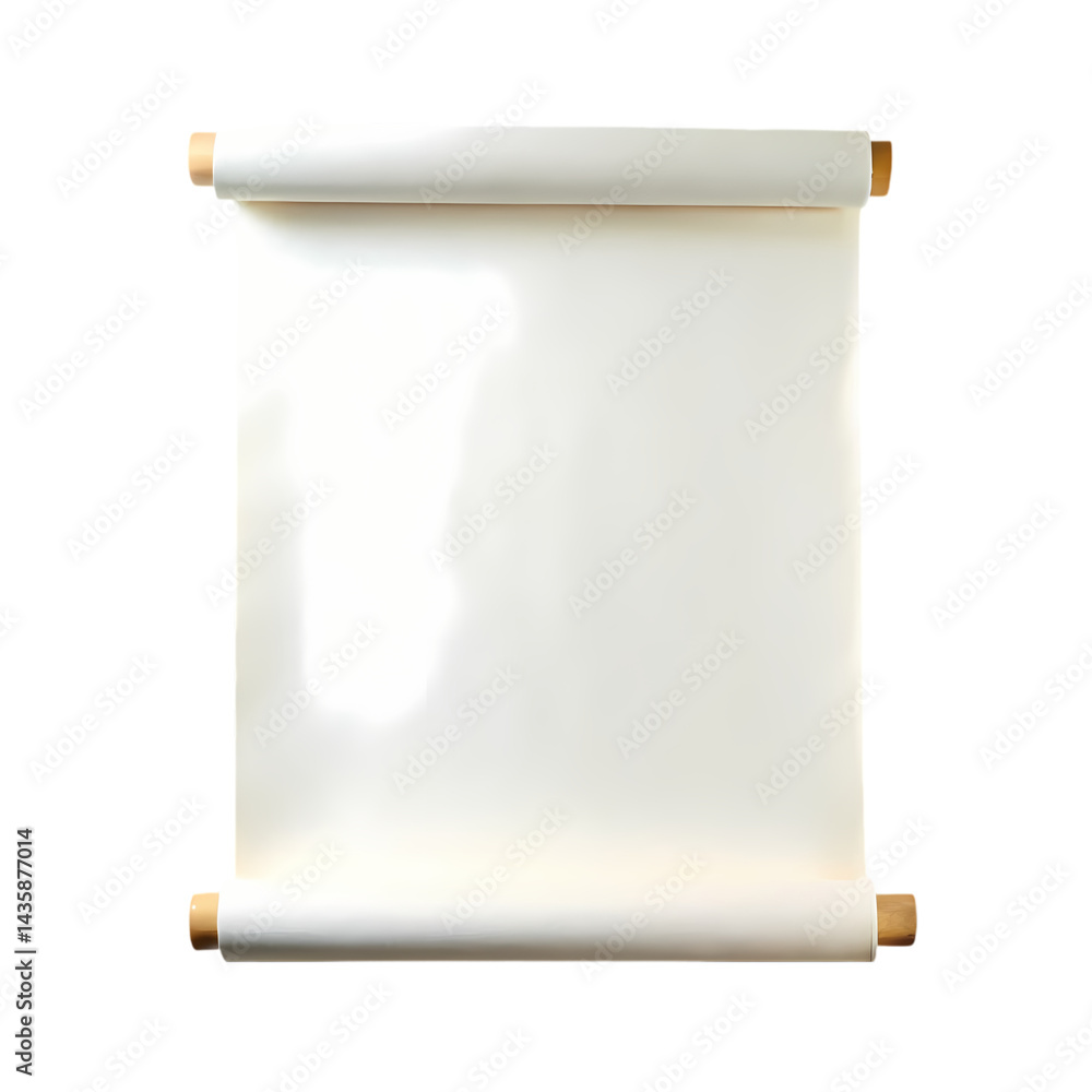 Blank White Scroll Paper with Wooden Rods Perfect for Mockups Designs ...
