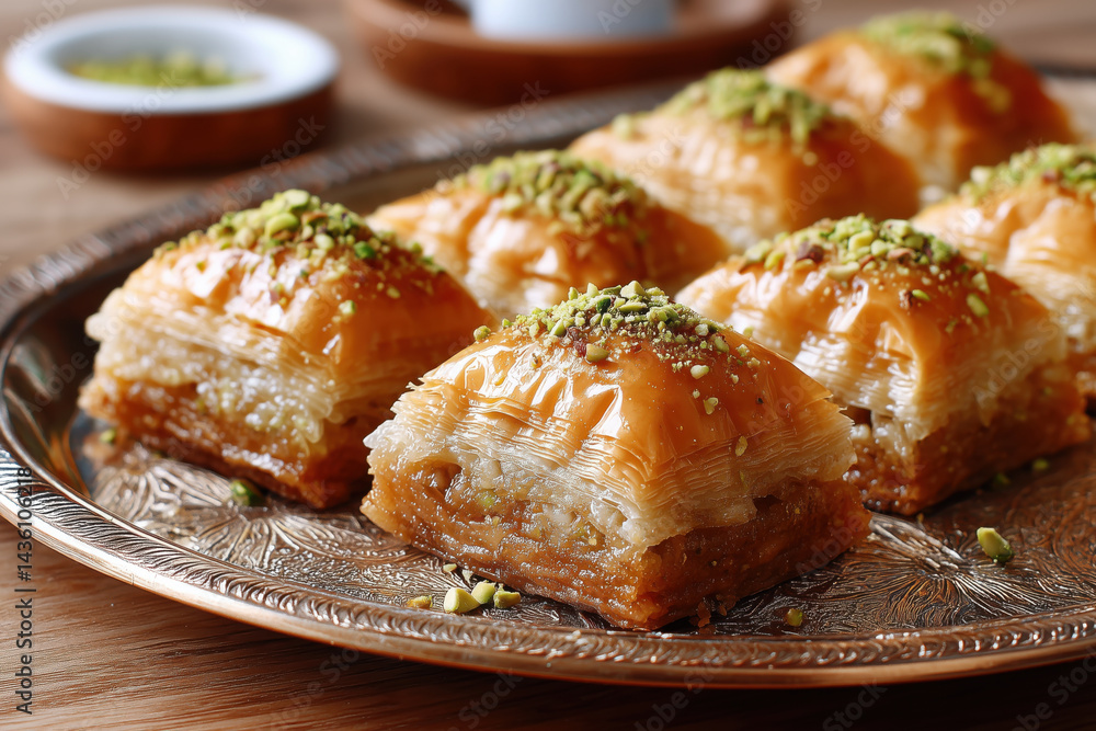 Traditional Greek baklava cut into diamond shapes, showcasing layers of ...