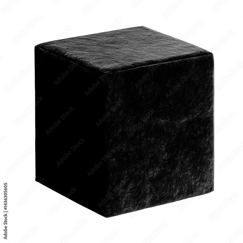 Black Velvet Covered Cube Pedestal With isolated on a transparent ...