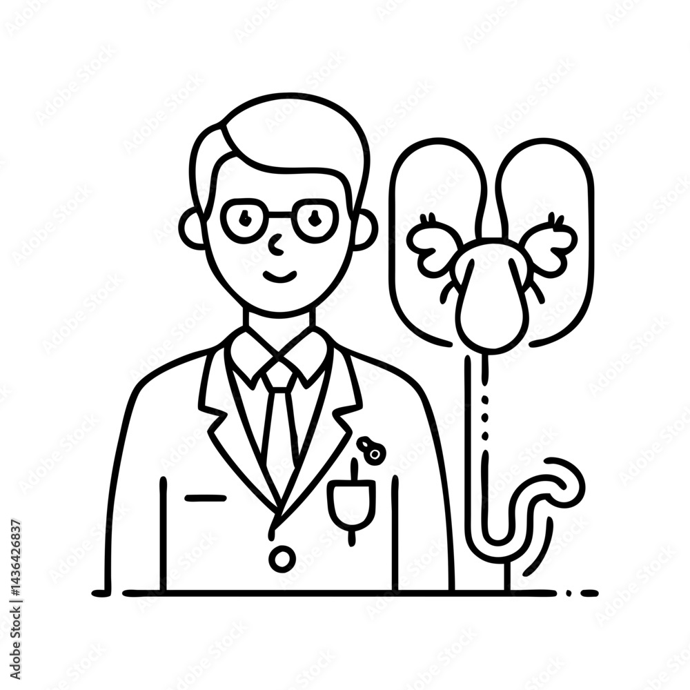 urologist icon, urologist line art - simple line art of urologist ...