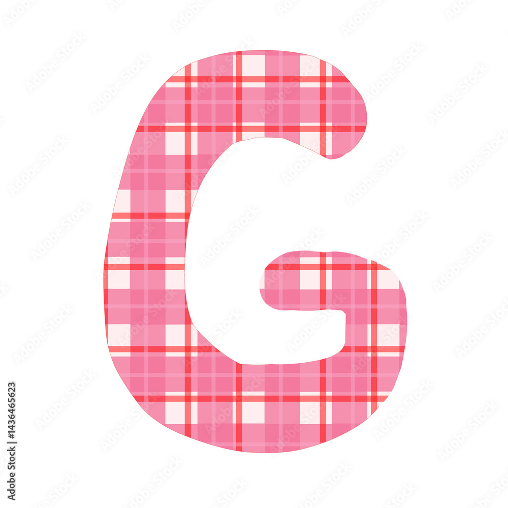 English alphabet with pink gingham texture, A to Z English alphabet ...