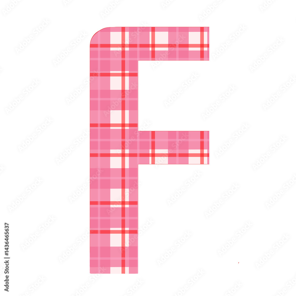 English alphabet with pink gingham texture, A to Z English alphabet ...