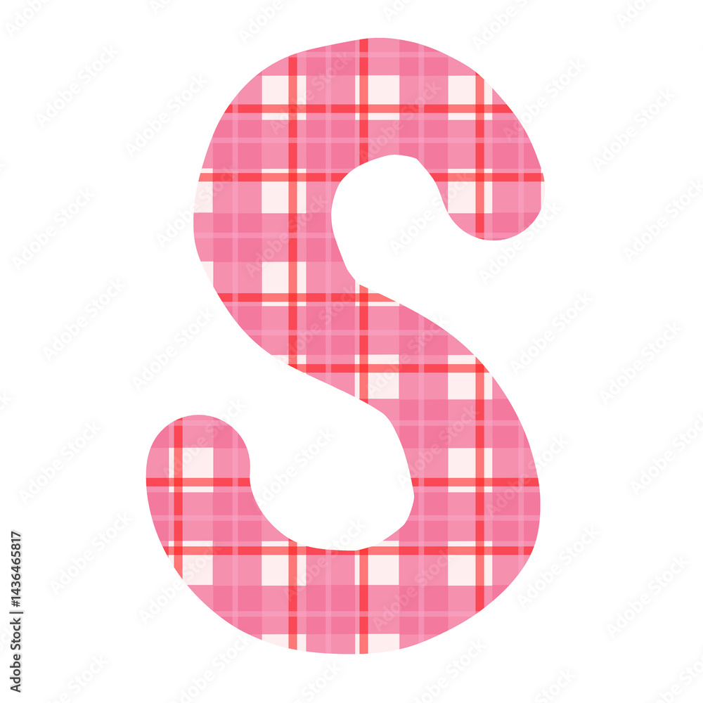 English alphabet with pink gingham texture, A to Z English alphabet ...