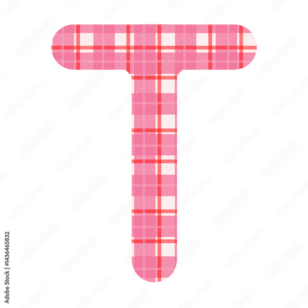 English alphabet with pink gingham texture, A to Z English alphabet ...