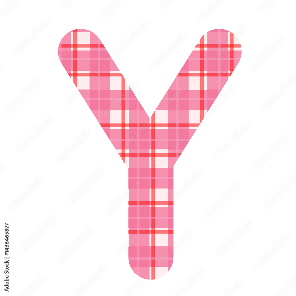 English alphabet with pink gingham texture, A to Z English alphabet ...