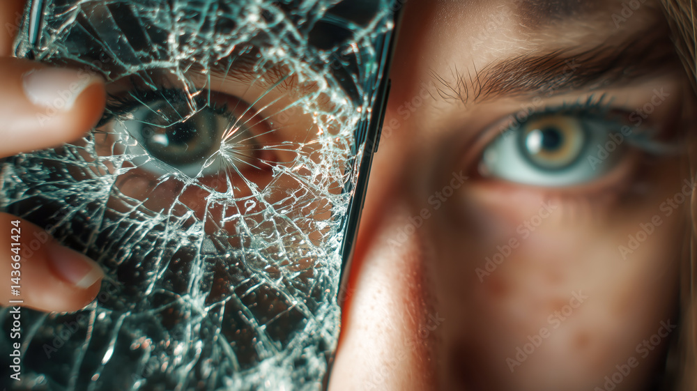 Reflecting Reality: A striking image of a shattered phone screen ...