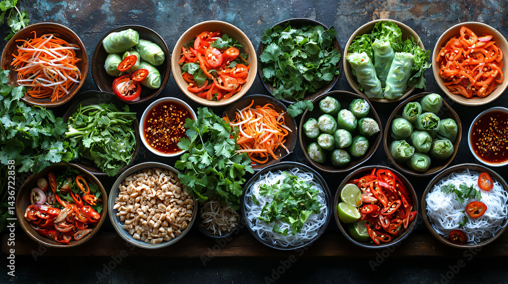 vietnamese freshness: pho, spring rolls, and vibrant flavors Stock ...