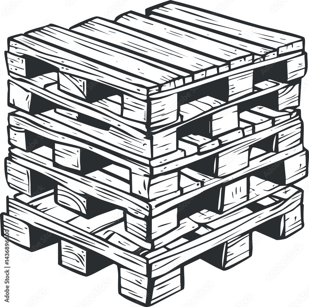 Stack of wooden pallets used for shipping storage and logistics ...