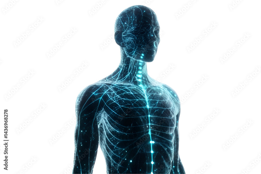 Human body futuristic showing nervous system transparent background, x ...