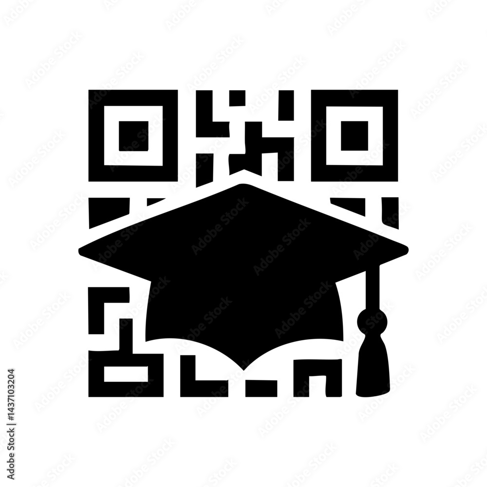 Vector de Stock Minimalist black and white illustration of a graduation ...