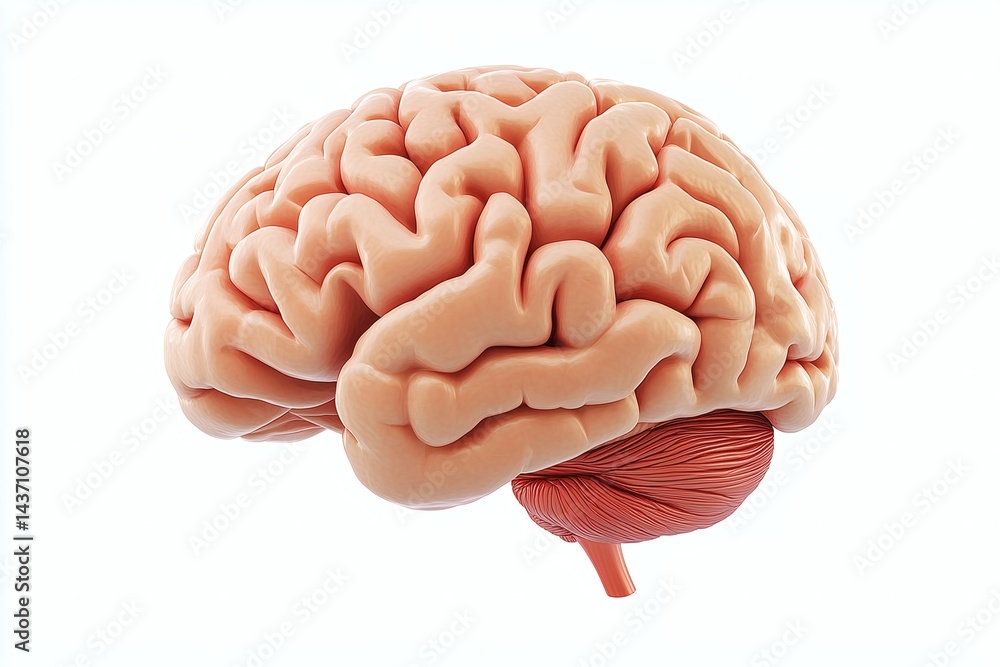 Detailed Anatomical Model of a Human Brain Displaying the Cerebrum ...