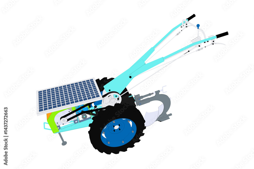 CAD 3d model cartoon wireframe ELECTRIC WALKING HAND TRACTOR ...