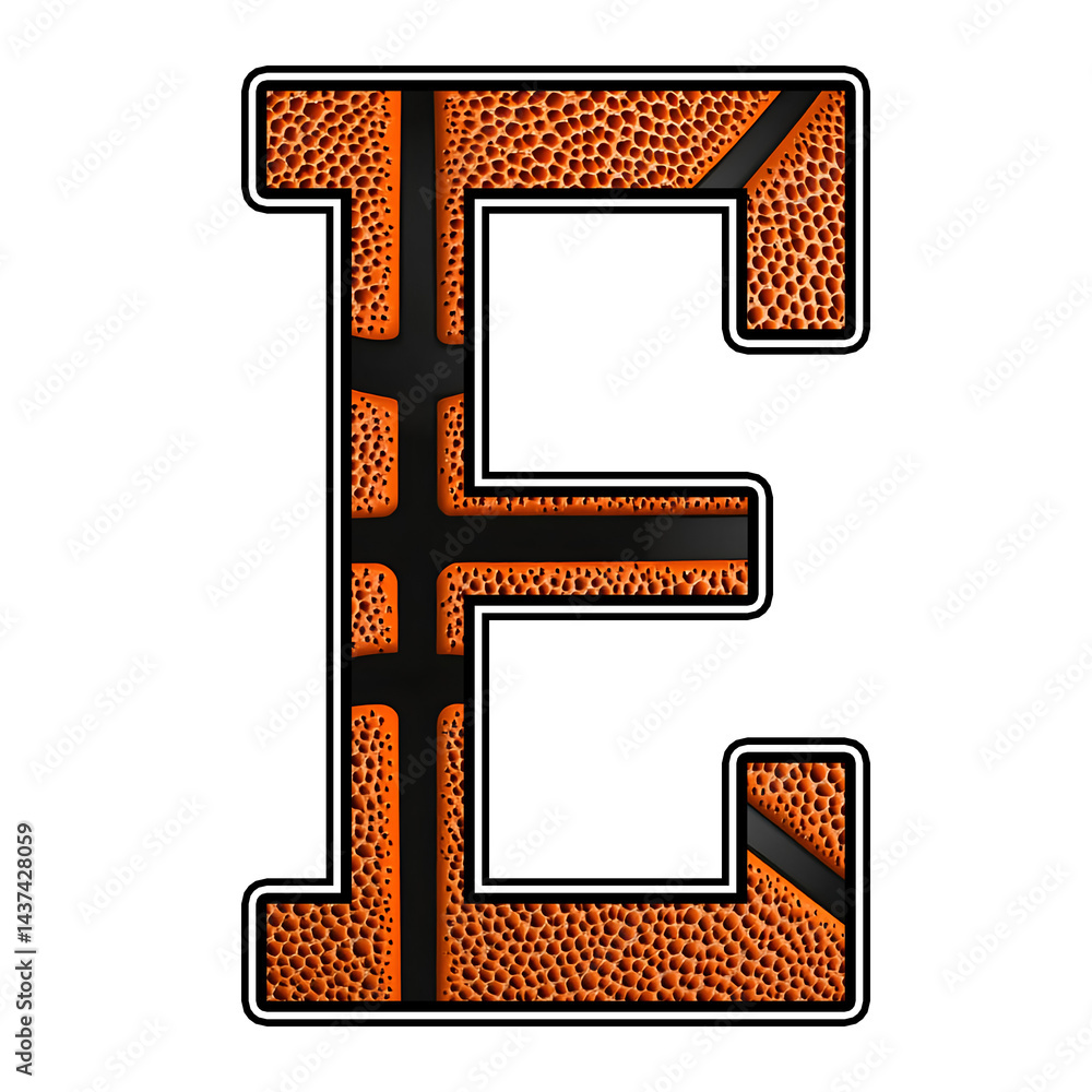 Basketball Texture Letter E - Uppercase Sports Alphabet Clipart Stock ...