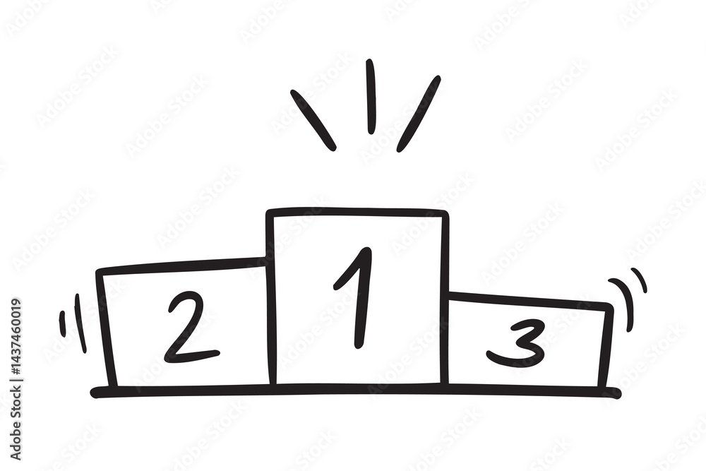 winner podium icon doodle hand drawn. Outline drawing winner podium 1 ...