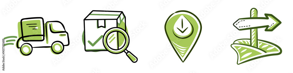 Vector de Stock Eco-friendly drop off point symbol, directional arrow ...