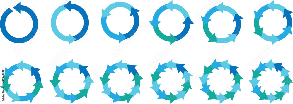 Pie chart circular diagrams with arrows. Colorful diagram collection ...