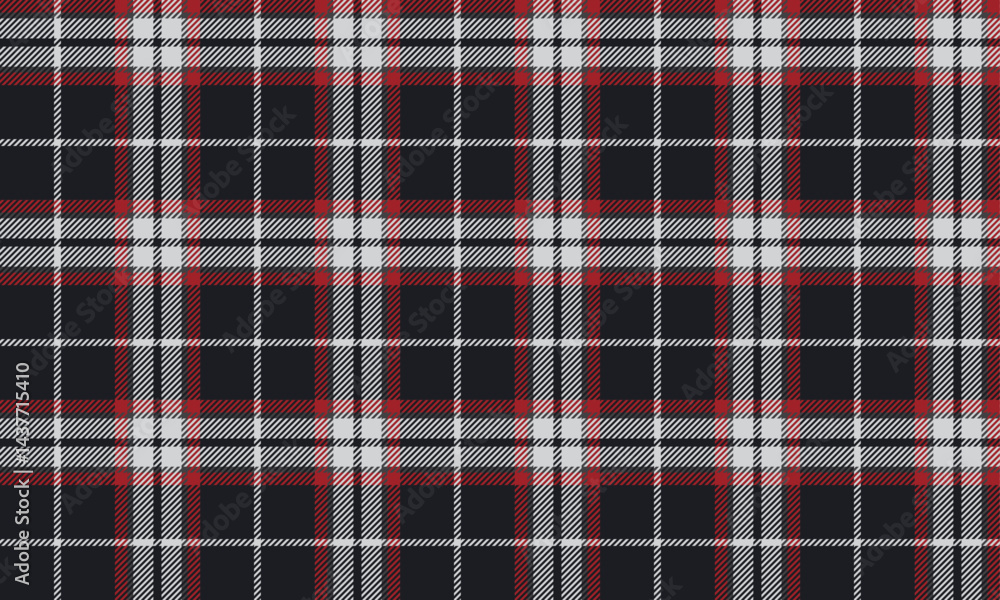 Seamless plaid, black, red, white, combining intensity and brightness ...