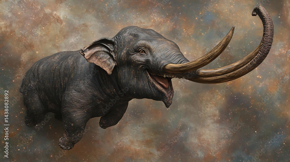 Woolly mammoth portrait majestic extinct mammal with long curved tusks ...