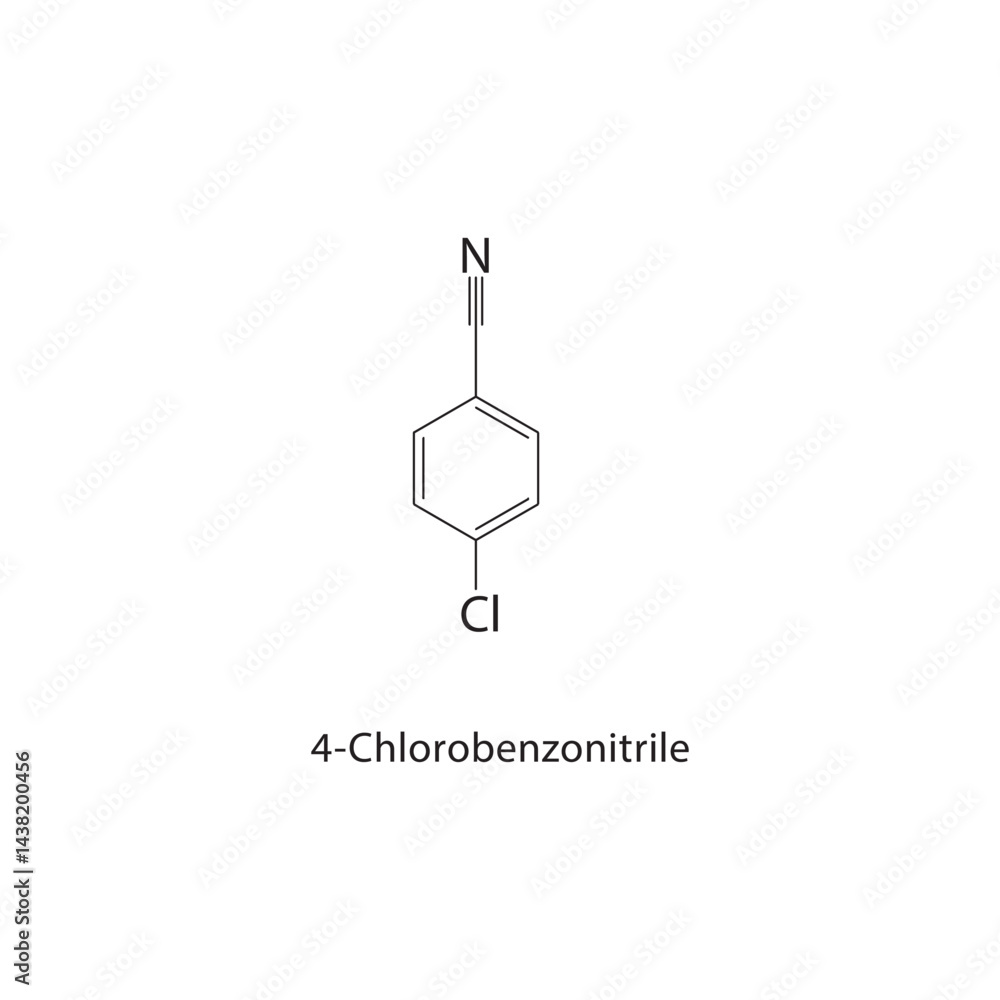 4-Chlorobenzonitrile skeletal structure. Aromatic Nitrile compound ...