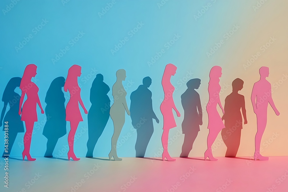 Pastel Paper People Body Image Transformation & Support Stock ...