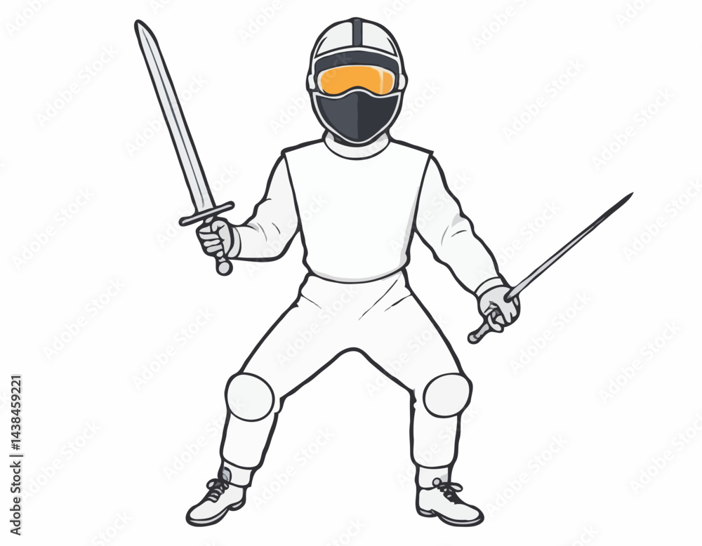 Stock-Vektorgrafik „Vector illustration of athlete in fencing outfit ...