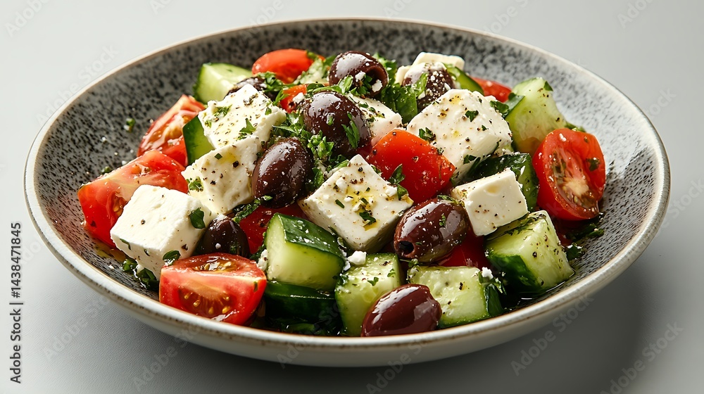 **Fresh Greek Salad With Feta Cheese, Kalamata Olives, Cucumber, And ...