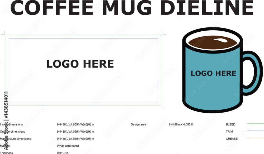 Vektor Professional Coffee Mug Dieline Template for Branding and ...