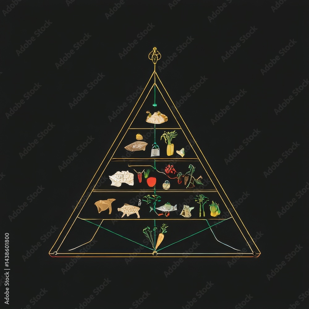 Vector Illustration of food chain - energy pyramid - educational ...