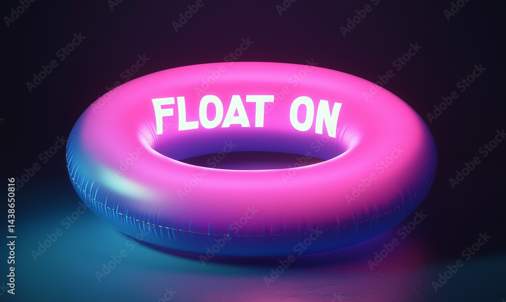 Glowing inflatable ring VIP package 2025, electric FLOAT ON text, 80s ...