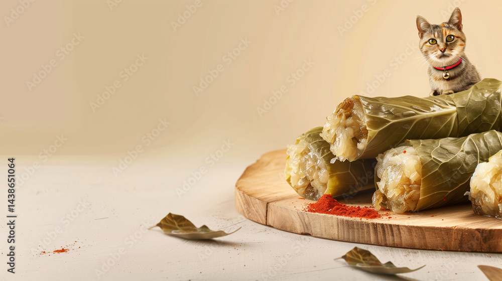 Illustration Stock Sarma (Serbian Sauerkraut Rolls) with Mischievous ...