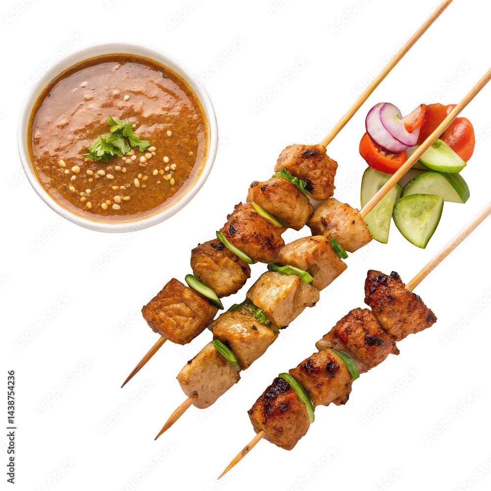 Set of chicken and pork satay isolated on white background png satay ...