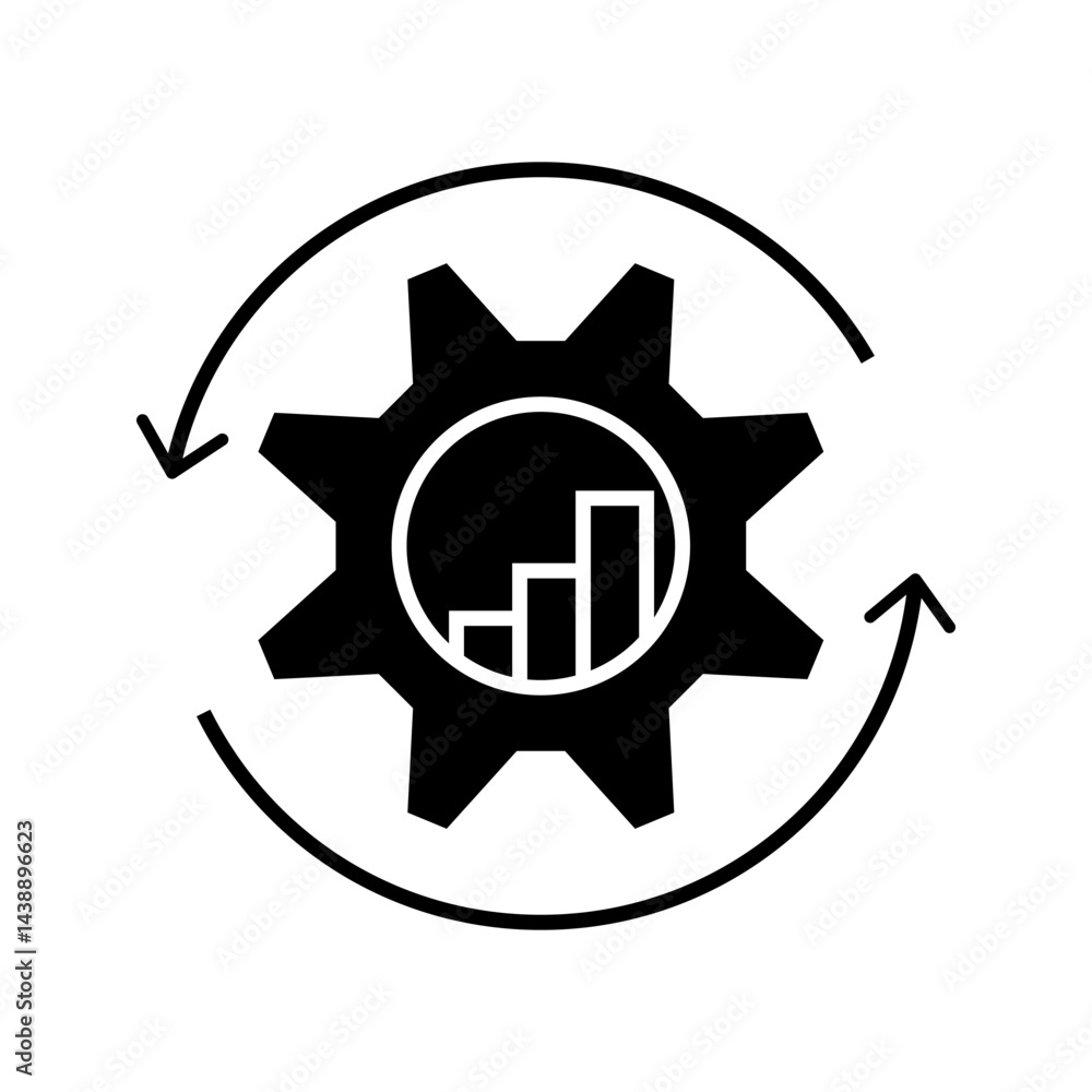 costs optimization and production efficiency icon, line . vector ...