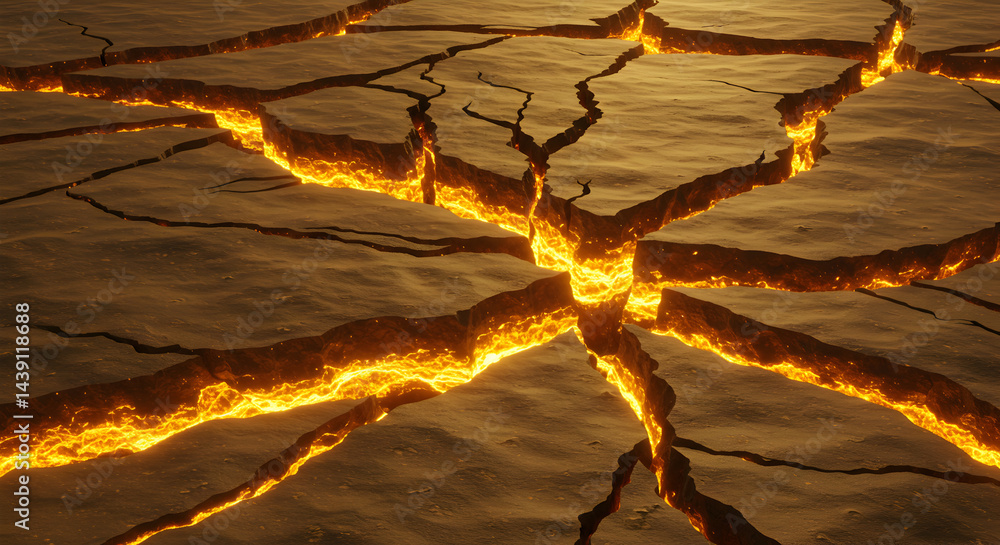 Fiery Fissures Geological Formation Displaying Intense Heat And Energy ...