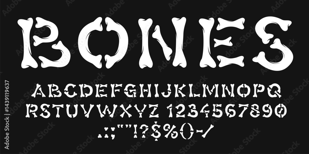 Bones font, Day of the Dead typeface, Halloween skeleton letters type ...