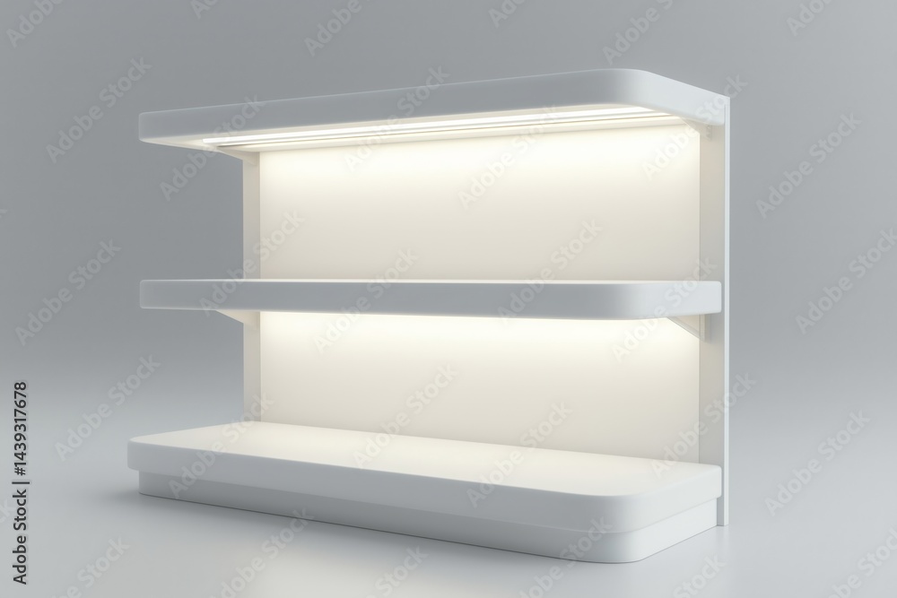 white isolated empty 3D rendering showcase background podium racked ...