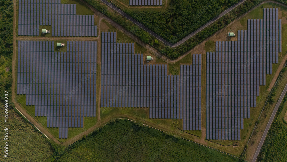 Aerial bird view photo of photovoltaic power station also known as a ...