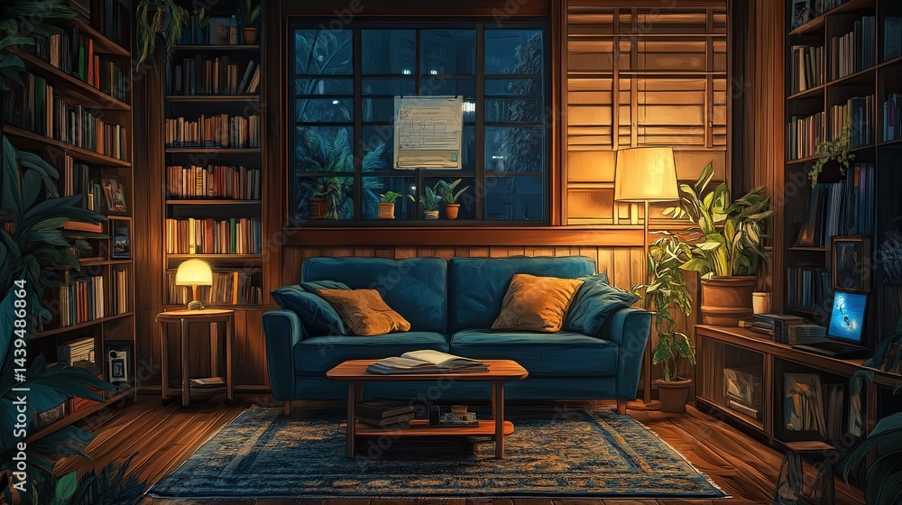 Animated virtual backgrounds for streaming, cozy lo-fi living room ...