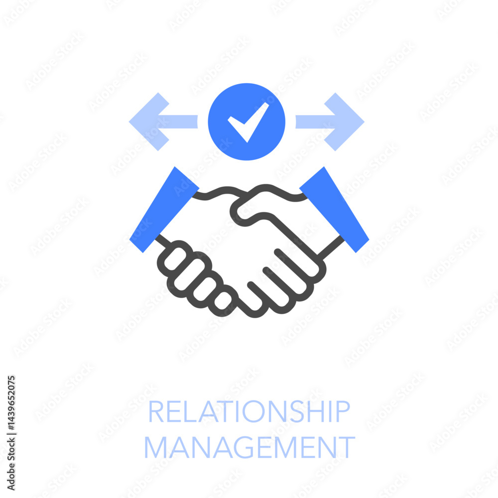 Simple visualised relationship management icon symbol with handshake ...